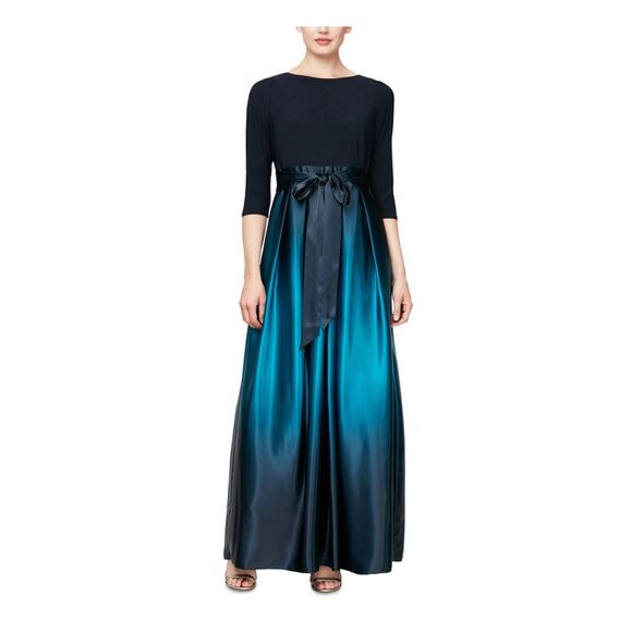 SLNY | Dresses | Slny Womens Blue Ombre Boat Neck Maxi Formal Aline ...